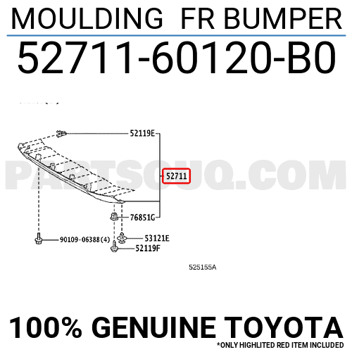 MOULDING FR BUMPER 5271160120B0 | Toyota Parts | PartSouq