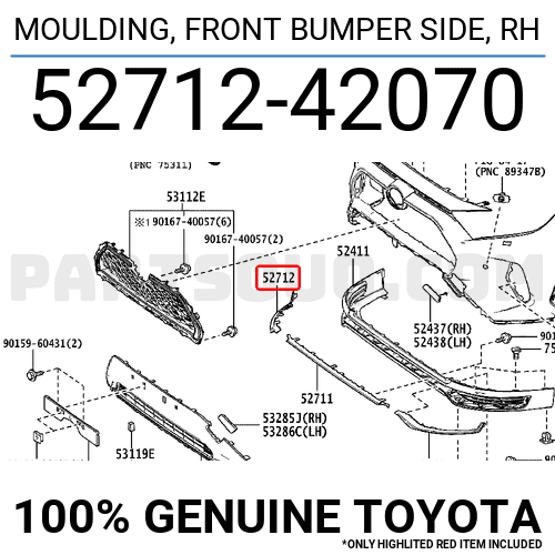 MOULDING, FRONT BUMPER SIDE, RH 5271242070 | Toyota Parts | PartSouq