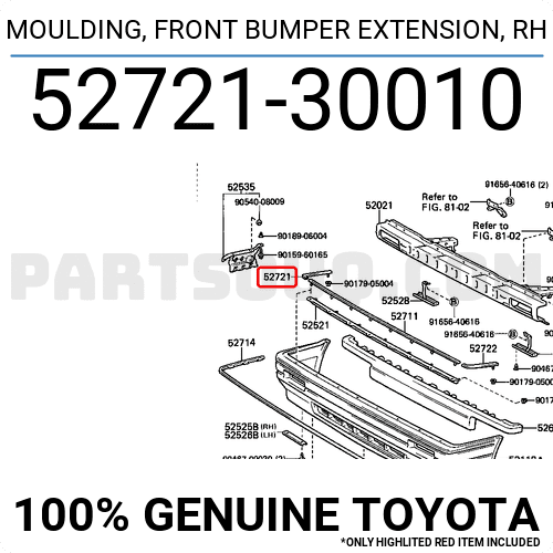 MOULDING, FRONT BUMPER EXTENSION, RH 5272130010 | Toyota Parts | PartSouq