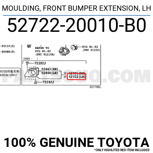 MOULDING, FRONT BUMPER EXTENSION, LH 5272220010B0 | Toyota Parts | PartSouq