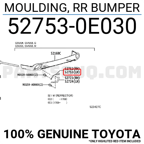MOULDING, RR BUMPER 527530E030 | Toyota Parts | PartSouq