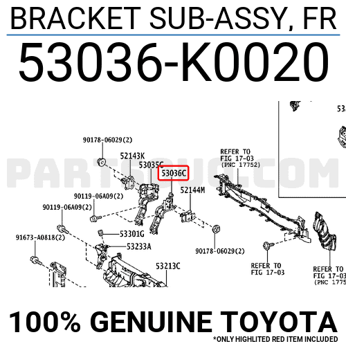 BRACKET SUB-ASSY, FR 53036K0020 | Toyota Parts | PartSouq