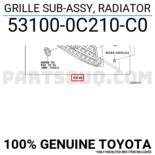 GRILLE SUB-ASSY, RADIATOR 531000C210C0 | Toyota Parts | PartSouq