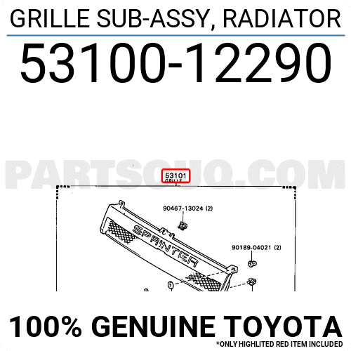 GRILLE SUB-ASSY, RADIATOR 5310012290 | Toyota Parts | PartSouq