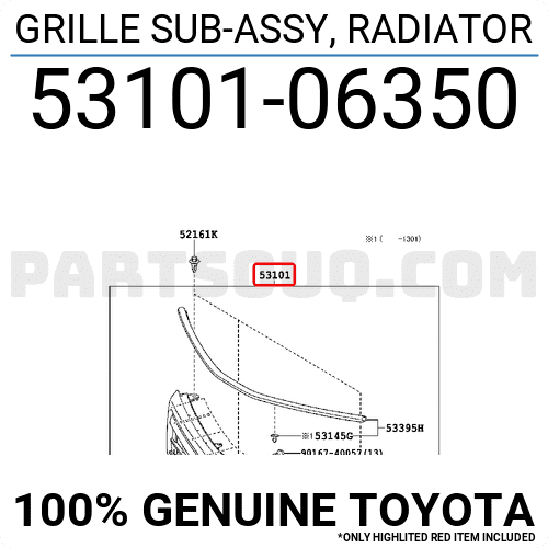 GRILLE SUB-ASSY, RADIATOR 5310106350 | Toyota Parts | PartSouq