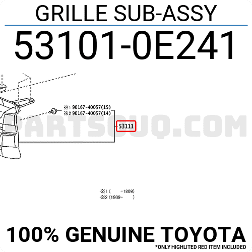 GRILLE SUB-ASSY 531010E241 | Toyota Parts | PartSouq
