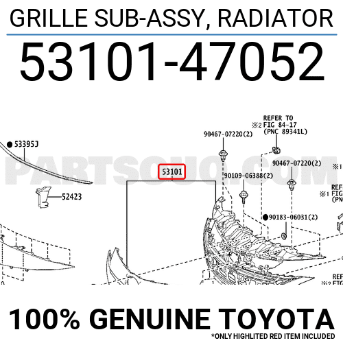 GRILLE SUB-ASSY, RADIATOR 5310147052 | Toyota Parts | PartSouq