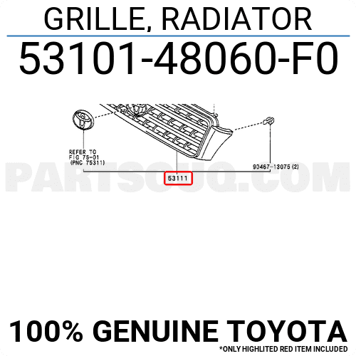 GRILLE, RADIATOR 5310148060F0 | Toyota Parts | PartSouq