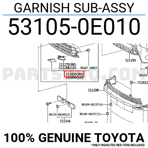 GARNISH SUB-ASSY 531050E010 | Toyota Parts | PartSouq