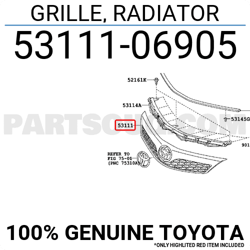 GRILLE, RADIATOR 5311106905 | Toyota Parts | PartSouq
