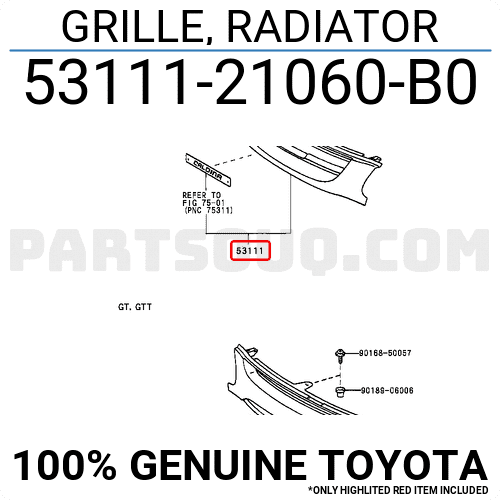GRILLE, RADIATOR 5311121060B0 | Toyota Parts | PartSouq