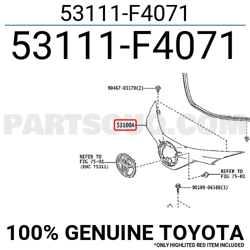 GRILLE RADIATOR 53111F4071 | Toyota Parts | PartSouq
