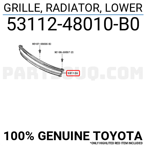 GRILLE, RADIATOR, LOWER 5311248010B0 | Toyota Parts | PartSouq