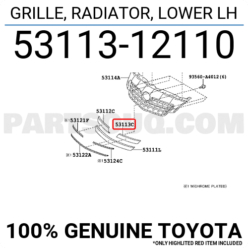 GRILLE, RADIATOR, LOWER LH 5311312110 | Toyota Parts | PartSouq