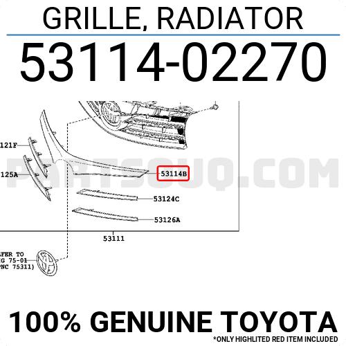 GRILLE, RADIATOR 5311402270 | Toyota Parts | PartSouq