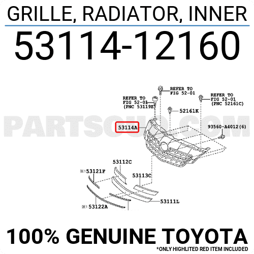 GRILLE, RADIATOR, INNER 5311412160 | Toyota Parts | PartSouq