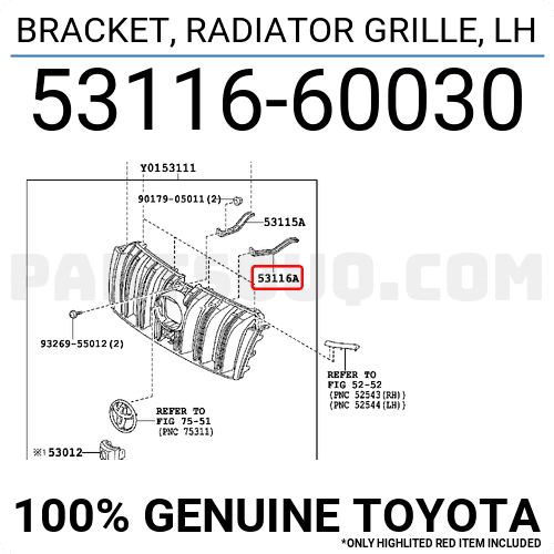 BRACKET, RADIATOR GRILLE, LH 5311660030 | Toyota Parts | PartSouq