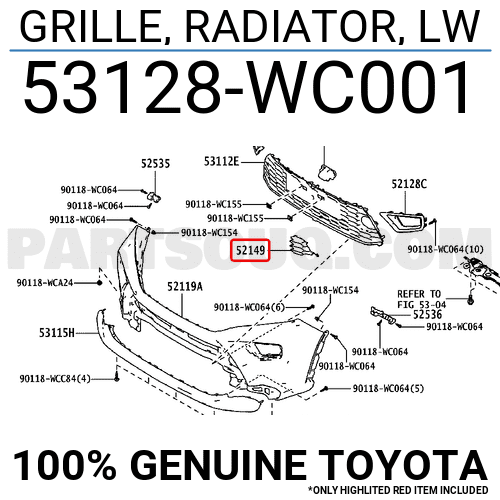 GRILLE, RADIATOR, LW 53128WC001 | Toyota Parts | PartSouq