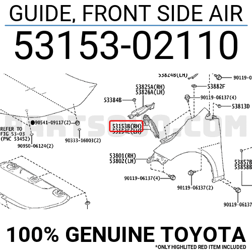 GUIDE, FRONT SIDE AIR 5315302110 | Toyota Parts | PartSouq