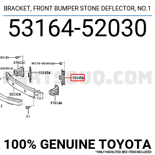 BRACKET, FRONT BUMPER STONE DEFLECTOR, NO.1 5316452030 | Toyota Parts ...