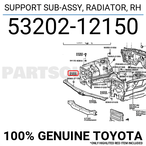 SUPPORT SUB-ASSY, RADIATOR, RH 5320212150 | Toyota Parts | PartSouq