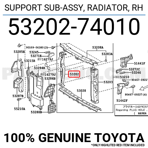 SUPPORT SUB-ASSY, RADIATOR, RH 5320274010 | Toyota Parts | PartSouq