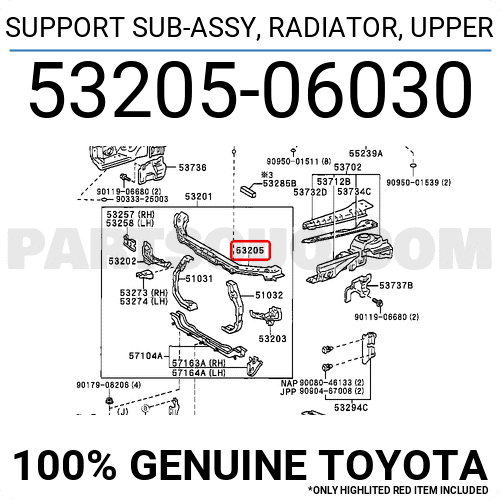 SUPPORT SUB-ASSY, RADIATOR, UPPER 5320506030 | Toyota Parts | PartSouq