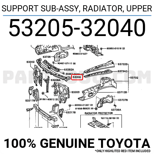 SUPPORT SUB-ASSY, RADIATOR, UPPER 5320532040 | Toyota Parts | PartSouq