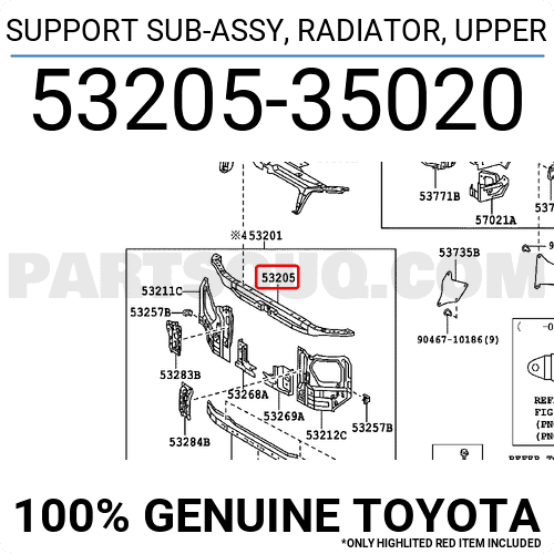 SUPPORT SUB-ASSY, RADIATOR, UPPER 5320535020 | Toyota Parts | PartSouq