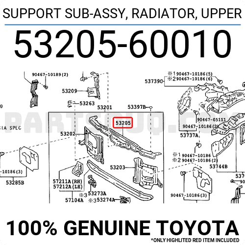 SUPPORT SUB-ASSY, RADIATOR, UPPER 5320560010 | Toyota Parts | PartSouq