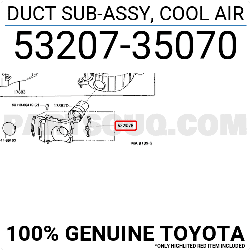 DUCT SUB-ASSY, COOL AIR 5320735070 | Toyota Parts | PartSouq