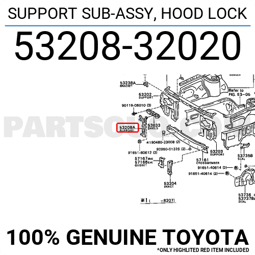 SUPPORT SUB-ASSY, HOOD LOCK 5320832020 | Toyota Parts | PartSouq
