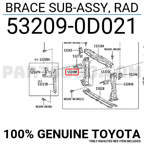 BRACE SUB-ASSY, RAD 532090D021 | Toyota Parts | PartSouq