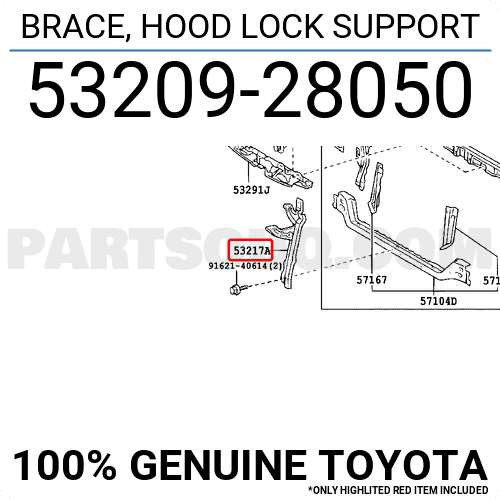 BRACE, HOOD LOCK SUPPORT 5320928050 | Toyota Parts | PartSouq
