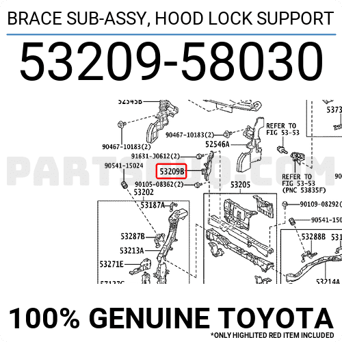 BRACE SUB-ASSY, HOOD LOCK SUPPORT 5320958030 | Toyota Parts | PartSouq