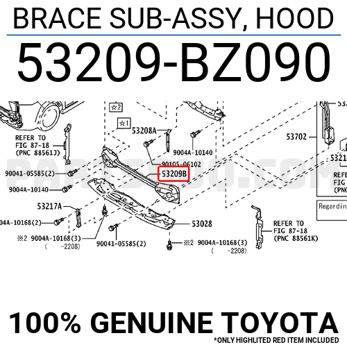 BRACE SUB-ASSY, HOOD 53209BZ090 | Toyota Parts | PartSouq