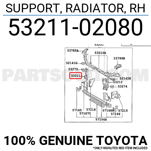 SUPPORT, RADIATOR, RH 5321102080 | Toyota Parts | PartSouq