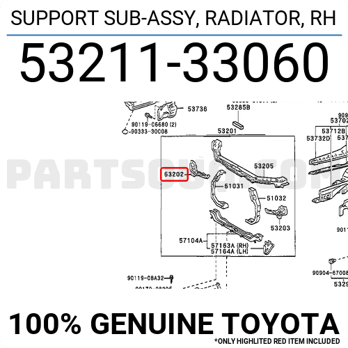 SUPPORT SUB-ASSY, RADIATOR, RH 5321133060 | Toyota Parts | PartSouq