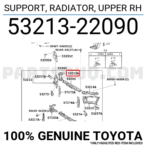 SUPPORT, RADIATOR, UPPER RH 5321322090 | Toyota Parts | PartSouq