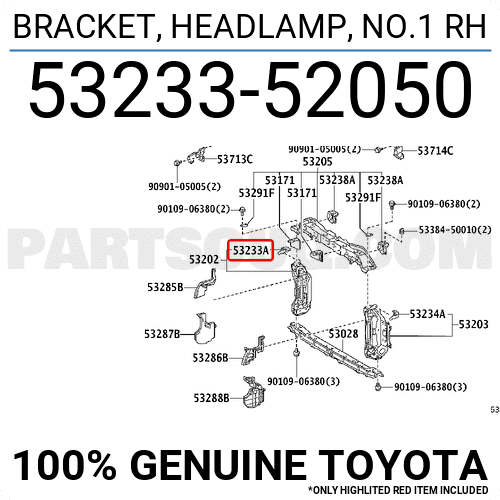 BRACKET, HEADLAMP, NO.1 RH 5323352050 | Toyota Parts | PartSouq
