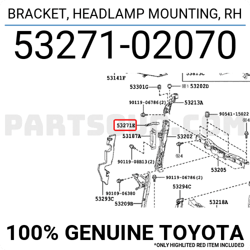 BRACKET, HEADLAMP MOUNTING, RH 5327102070 | Toyota Parts | PartSouq