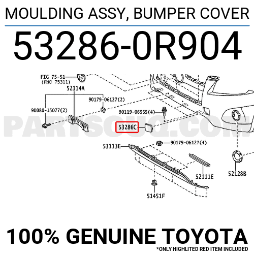 MOULDING ASSY, BUMPER COVER 532860R904 | Toyota Parts | PartSouq