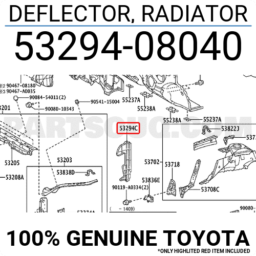 DEFLECTOR, RADIATOR 5329408040 | Toyota Parts | PartSouq