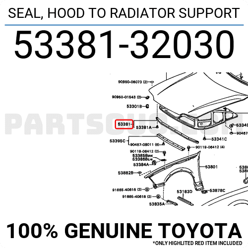 SEAL, HOOD TO RADIATOR SUPPORT 5338132030 | Toyota Parts | PartSouq