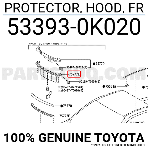PROTECTOR, HOOD, FR 533930K020 | Toyota Parts | PartSouq
