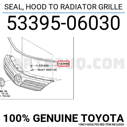 SEAL, HOOD TO RADIATOR GRILLE 5339506030 | Toyota Parts | PartSouq