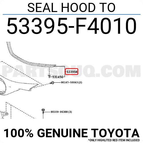 SEAL HOOD TO 53395F4010 | Toyota Parts | PartSouq