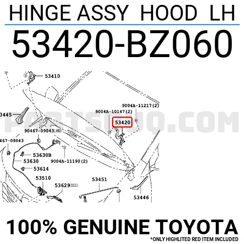 HINGE ASSY HOOD LH 53420BZ060 | Toyota Parts | PartSouq