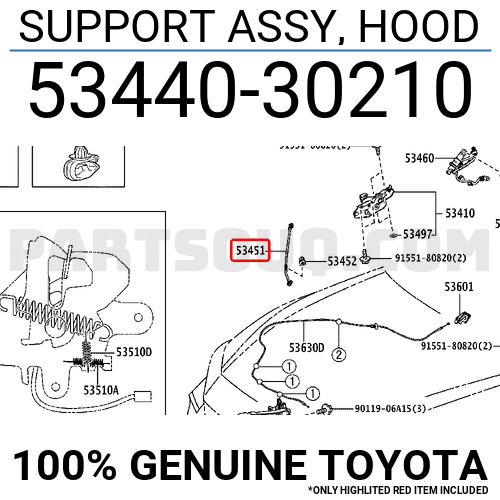SUPPORT ASSY, HOOD 5344030210 | Toyota Parts | PartSouq