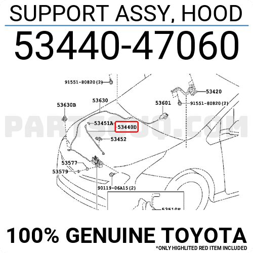 SUPPORT ASSY, HOOD 5344047060 | Toyota Parts | PartSouq
